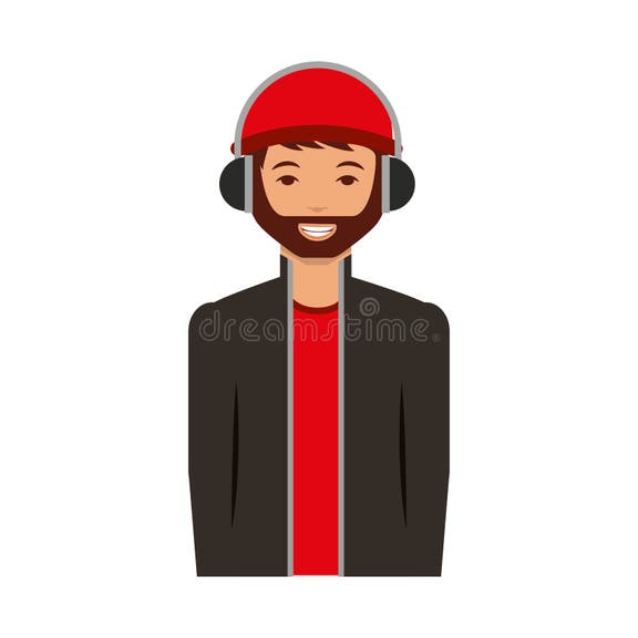 Young Man with Headset Character Stock Illustration - Illustration of ...