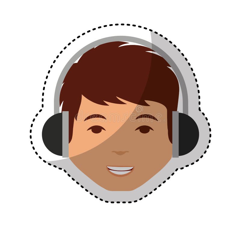 Young Man with Headset Character Stock Illustration - Illustration of ...