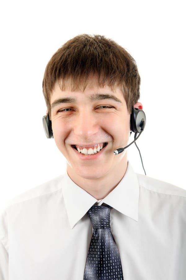 Young Man with Headset stock photo. Image of communication - 33261626