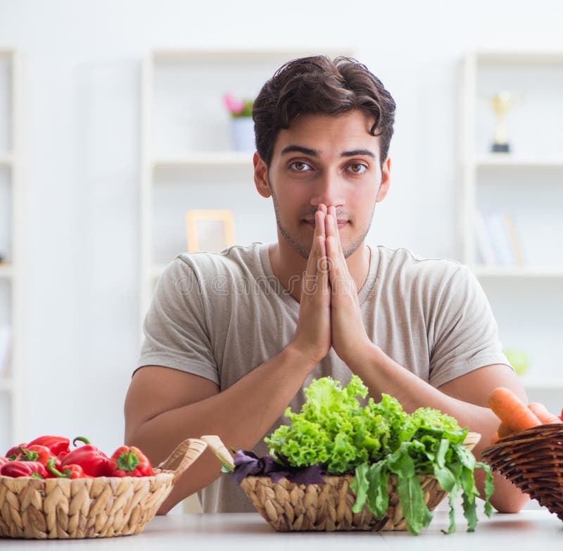 The Young Man in Healthy Eating and Dieting Concept Stock Image - Image ...