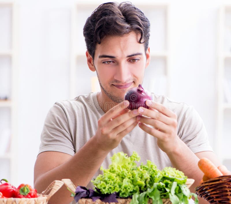 Young Man in Healthy Eating and Dieting Concept Stock Image - Image of ...