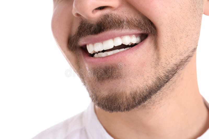 Young Man with Healthy Teeth Smiling on White Background Stock Image ...