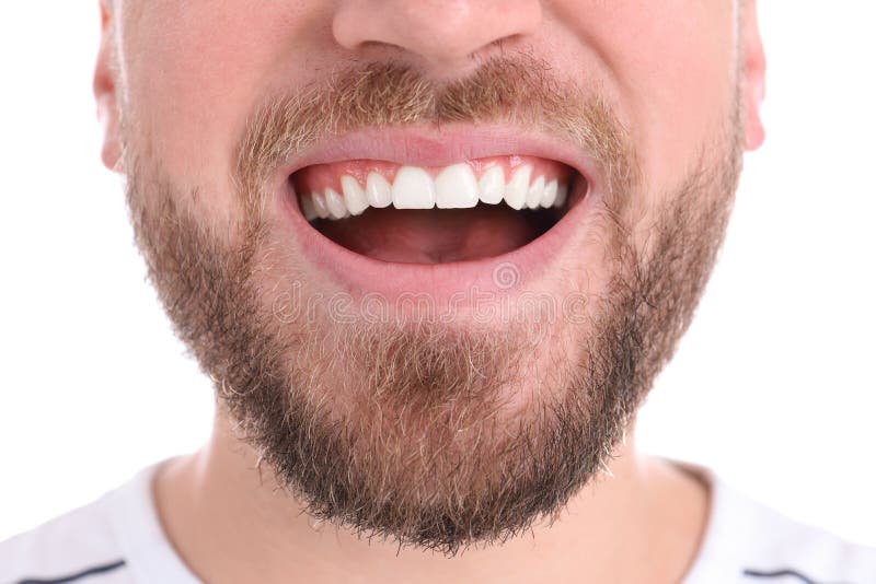 Young Man with Healthy Teeth Smiling on White Background Stock Image ...