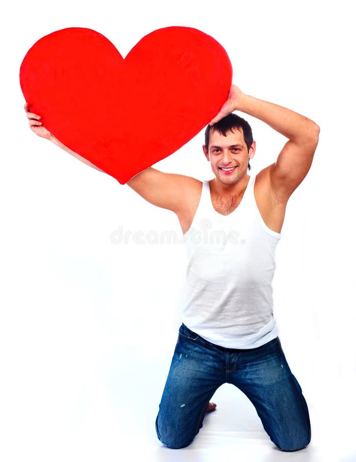 Handsome man with a heart stock photo. Image of brunette - 12491978