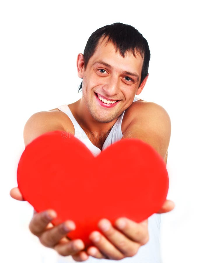 Young man with a heart stock image. Image of bring, lover - 12475499