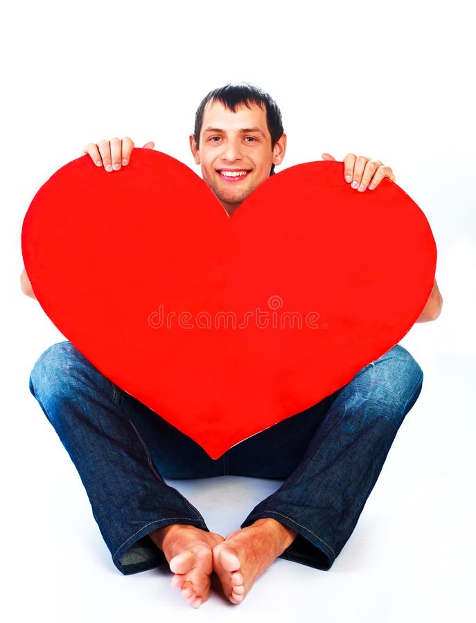 Young man with a heart stock image. Image of bring, lover - 12475499