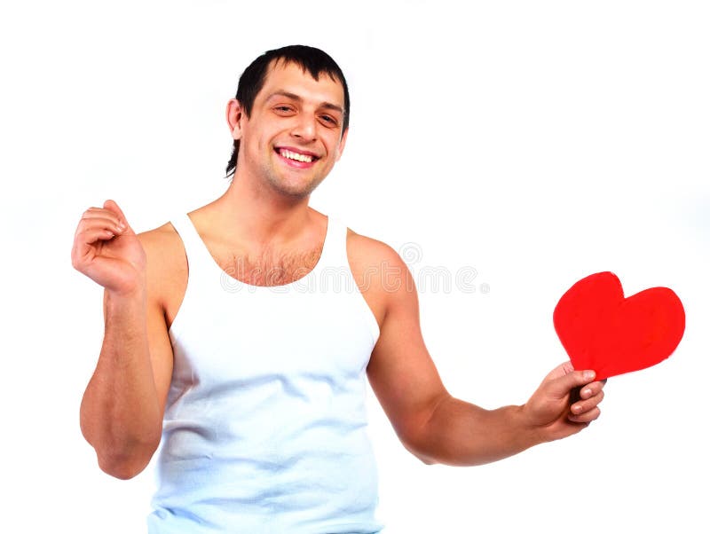Young man with a heart stock photo. Image of demonstrate - 12492152