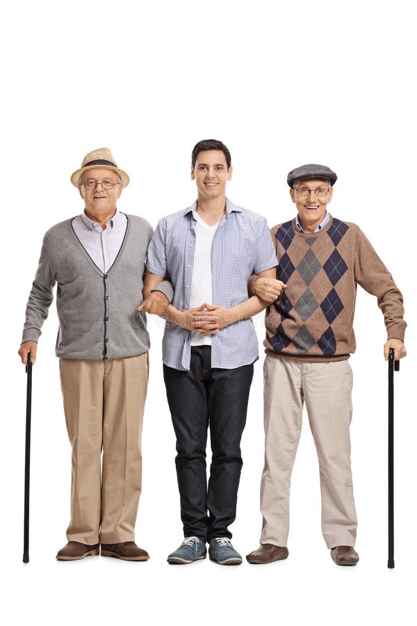 Young Man Helping a Senior Gentleman Stock Photo - Image of length ...