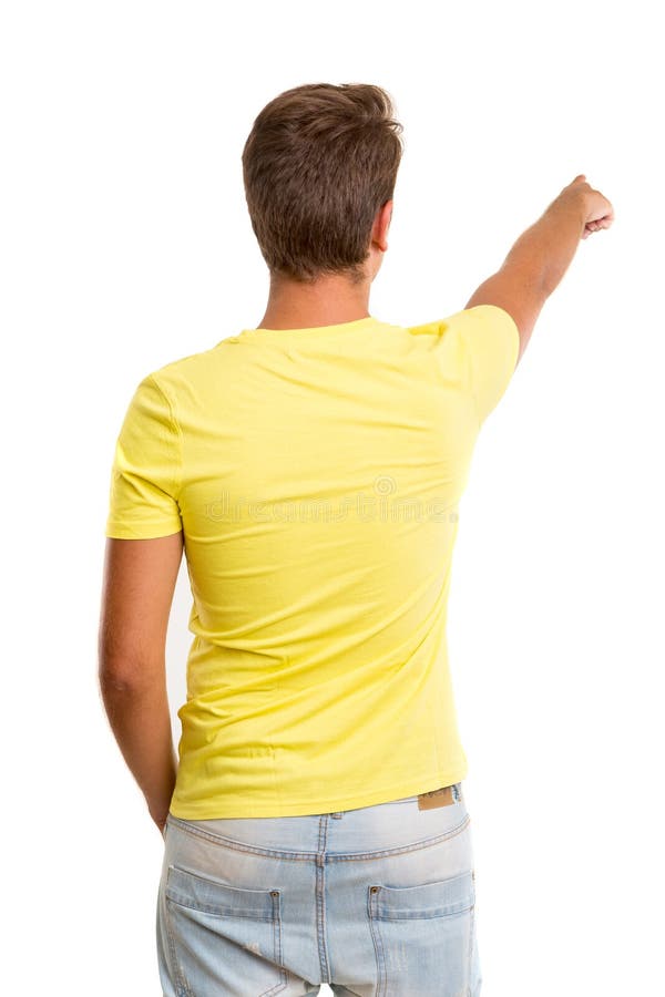 Young man stock photo. Image of pointing, adult, rear - 47294084