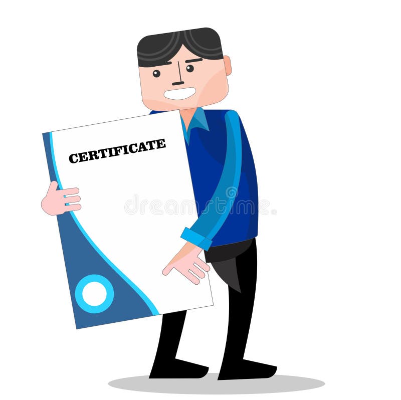 Young Man Holding a Blank Certificate Stock Illustration - Illustration ...