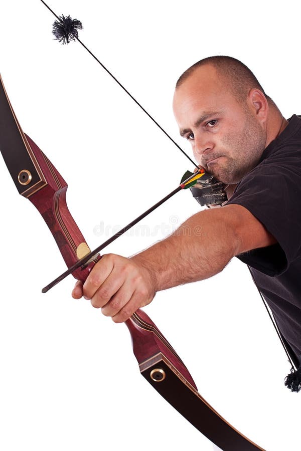 Young man holding bow stock image. Image of hold, seriously - 21414029