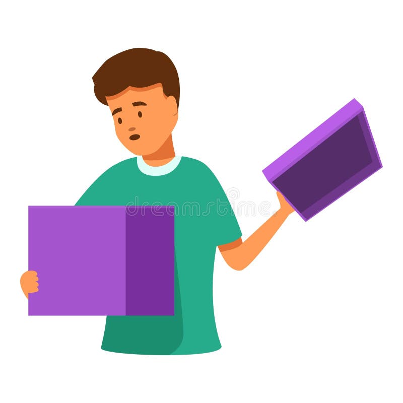 Young Man Holding Empty Box Feeling Disappointed Stock Vector ...