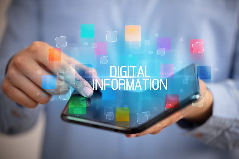 Young Man Holding a Foldable Smartphone Stock Image - Image of ...