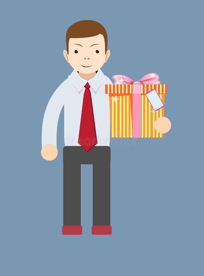 Young Man Holding a Gift, Vector Illustration Stock Vector ...