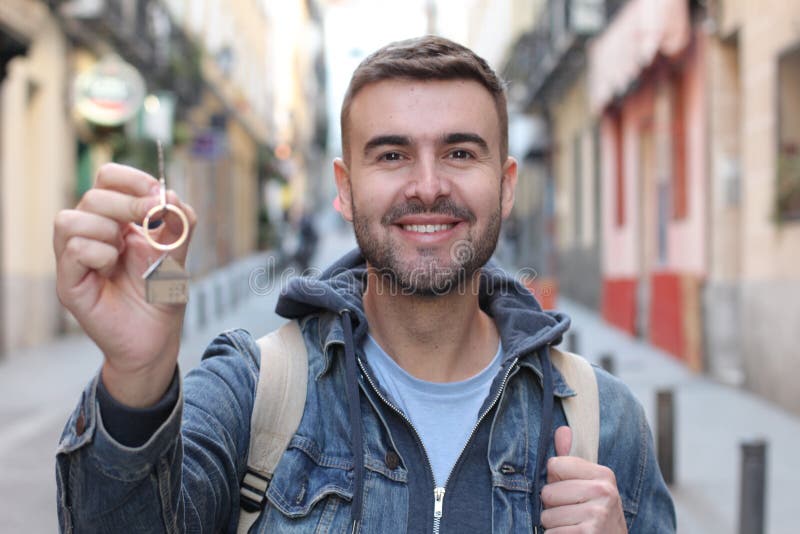 Young Man Holding House Keys Stock Image - Image of hand, handsome ...