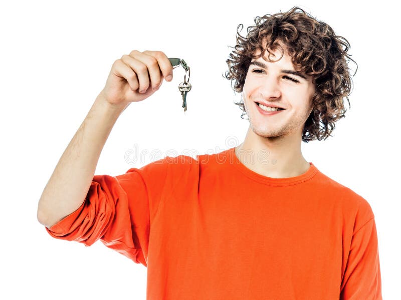 Young Man Holding Keys Portrait Stock Image - Image of adult ...