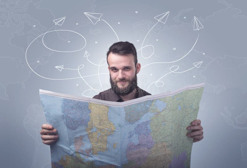 Man Drawing Navigation Map Stock Photos - Free & Royalty-Free Stock ...