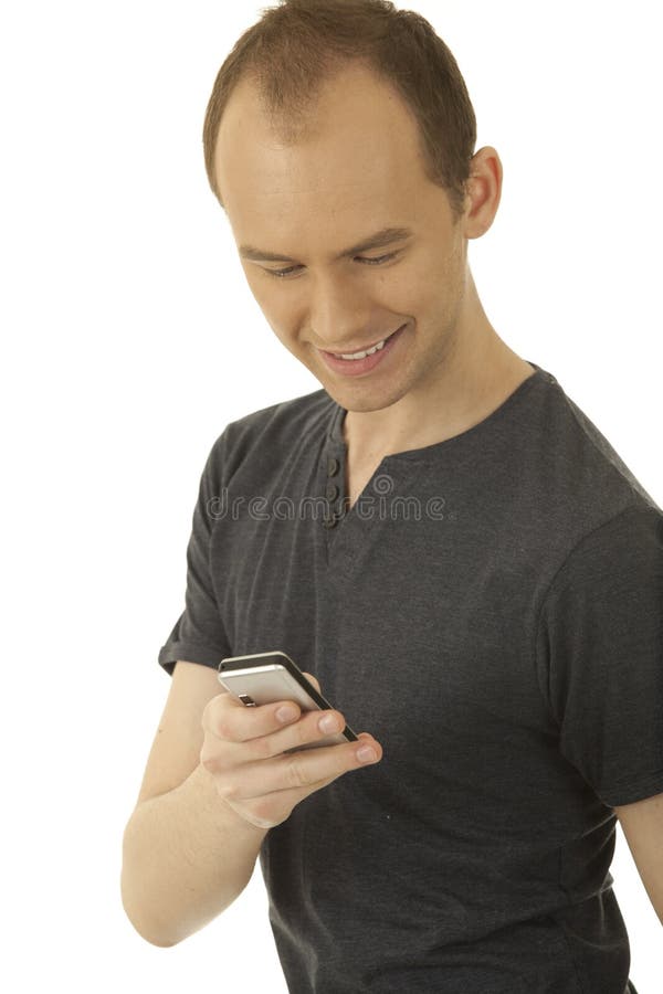 Young Man Holding a Mobile Phone Stock Photo - Image of portrait ...