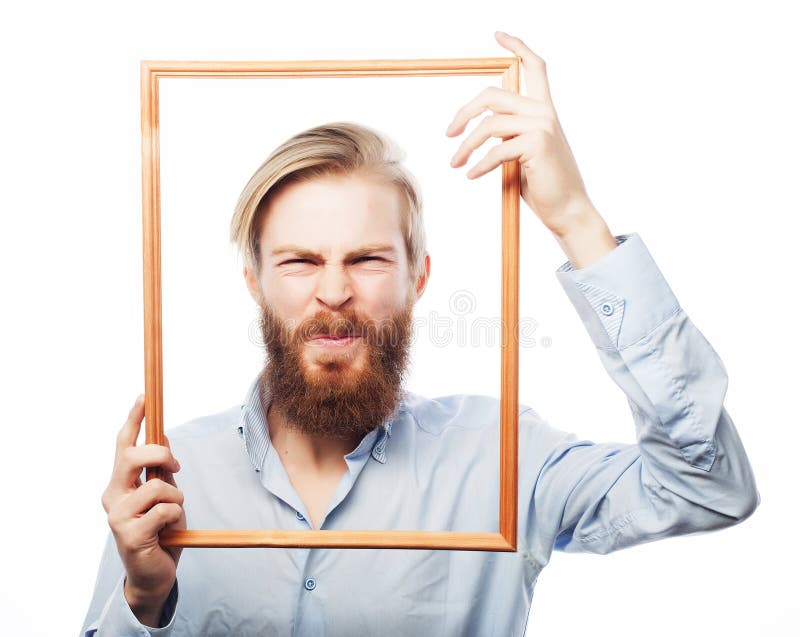 Young Man Holding Picture Frame Stock Image - Image of human, handsome ...