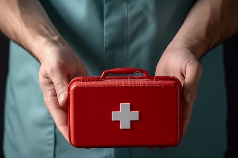 Young Man Holds a First Aid Kit Confidently in His Hand Stock ...