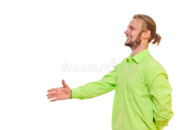 Young Man Holds Out His Hand Stock Photo - Image of gesture, meeting ...