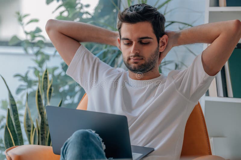 Man behind the computer stock image. Image of screen - 81745009