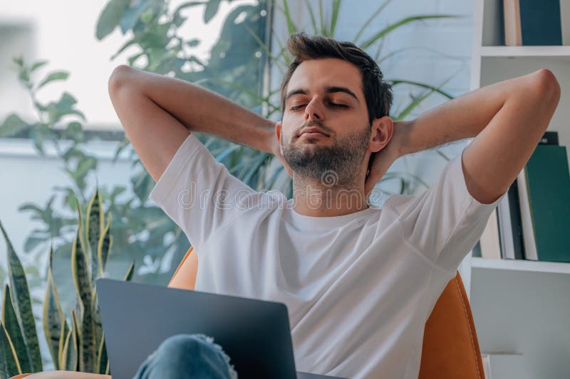 Man behind the computer stock image. Image of screen - 81745009