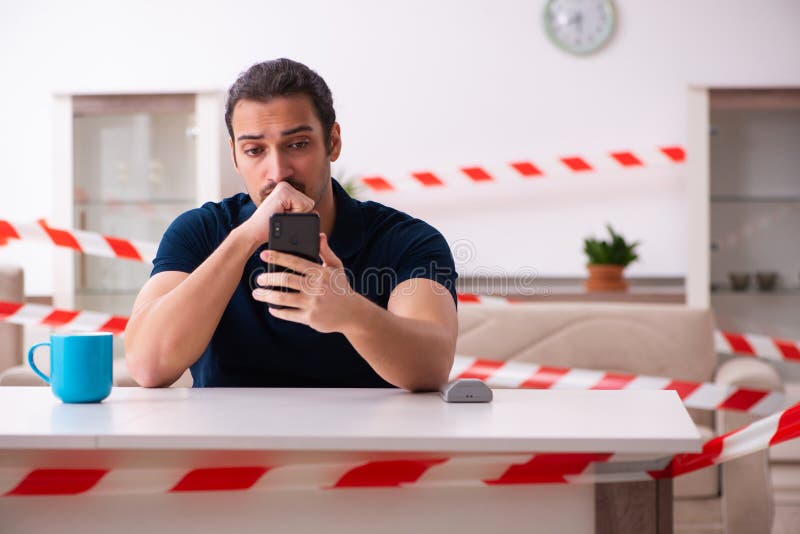 Young Man at Home in Self-isolation Concept Stock Image - Image of ...