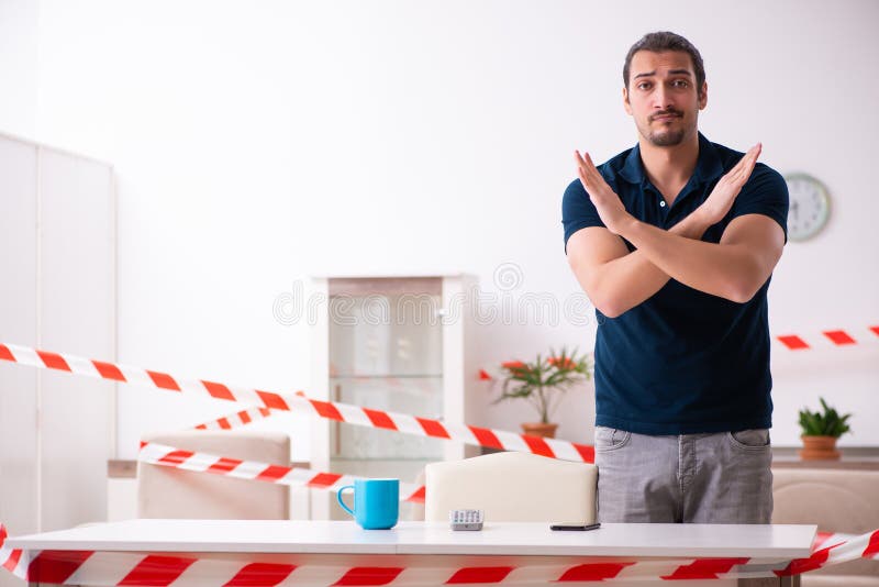 Young Man at Home in Self-isolation Concept Stock Image - Image of ...