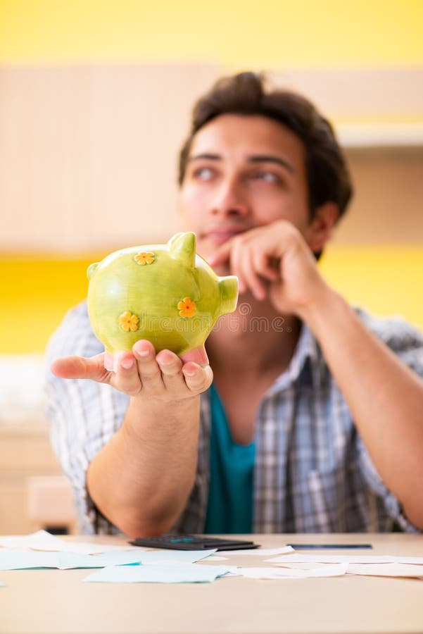 The Young Man Husband in Budget Planning Concept Stock Image - Image of ...