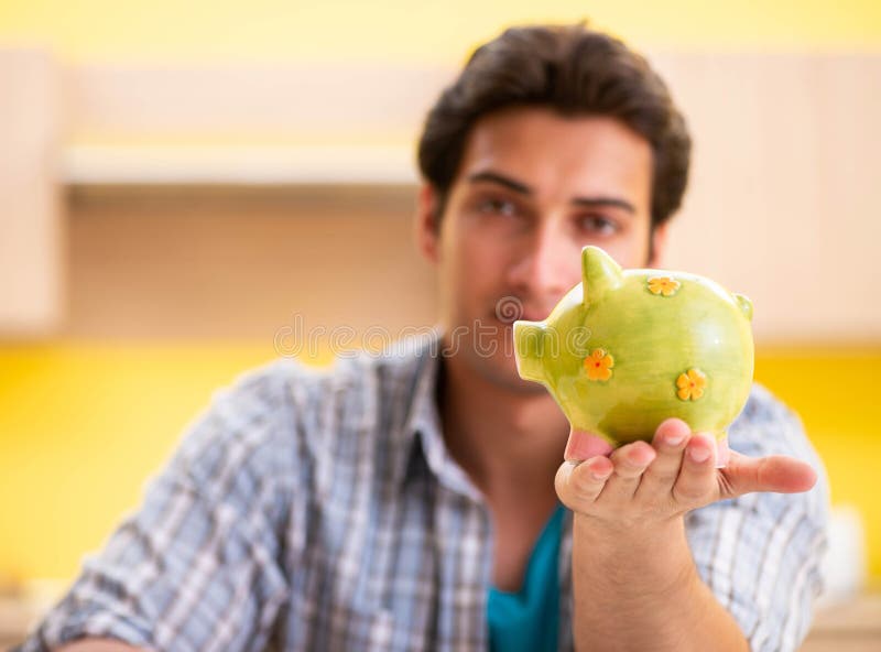 Young Man Husband in Budget Planning Concept Stock Image - Image of ...