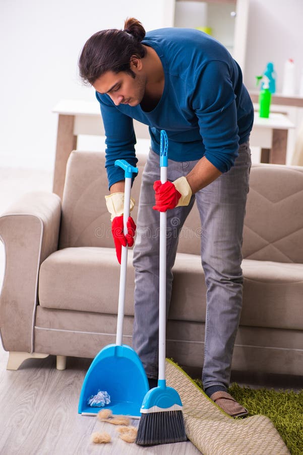 Young Man Husband Doing Housework at Home Stock Photo - Image of mess ...