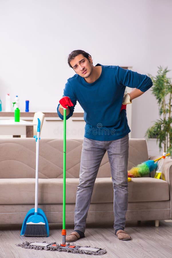 Young Man Husband Doing Housework at Home Stock Photo - Image of ...
