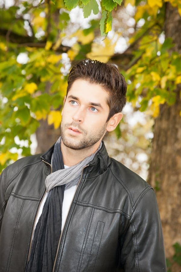 Young man stock image. Image of male, fashion, leather - 39352845