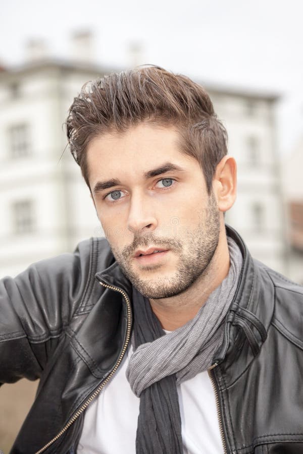 Young man stock image. Image of jacket, black, hair, expression - 39352879