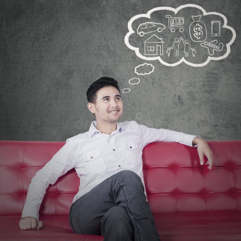 Young Man Imagine His Future Stock Photo - Image of indian, attractive ...