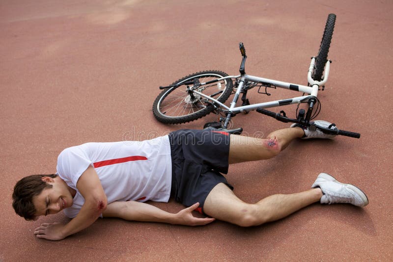Young Man Injured during Riding a Bike Stock Image - Image of injury ...