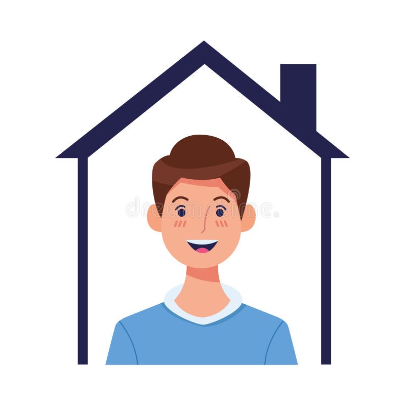 Young Man Inside House Character Stock Vector - Illustration of design ...