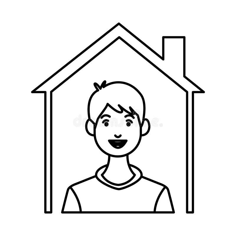 Young Man Inside House Character Stock Vector - Illustration of cute ...