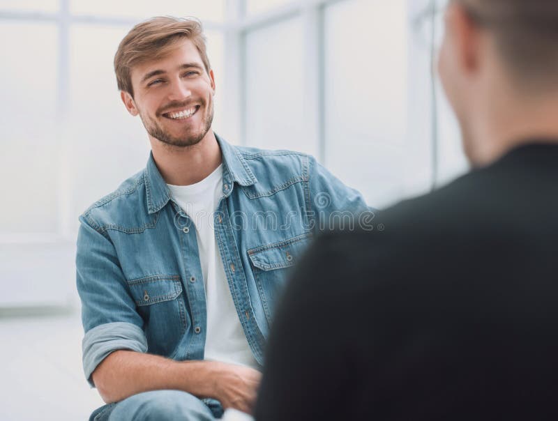 Young Man Interviews a Guest in the Studio. Stock Photo - Image of ...