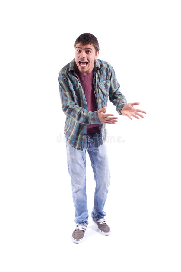 Young Man Isolated on White Stock Image - Image of teenager, youth ...