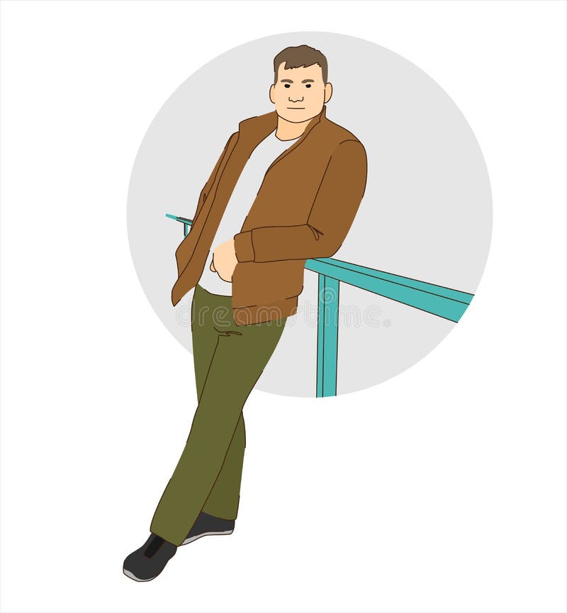Man Leaning on the Railing Silhouette Illustration Stock Illustration ...