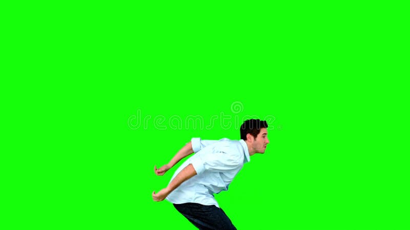 Handsome Man Jumping and Raising Arms on Green Screen Stock Footage ...
