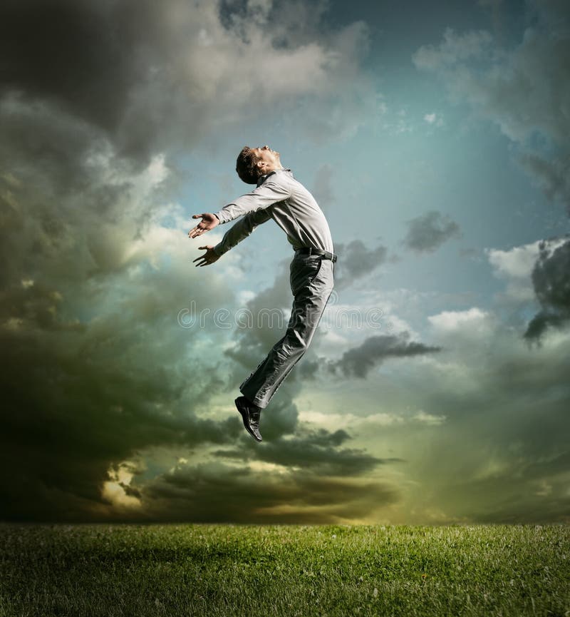 682 Young Businessman Jumping High Sky Stock Photos - Free & Royalty ...