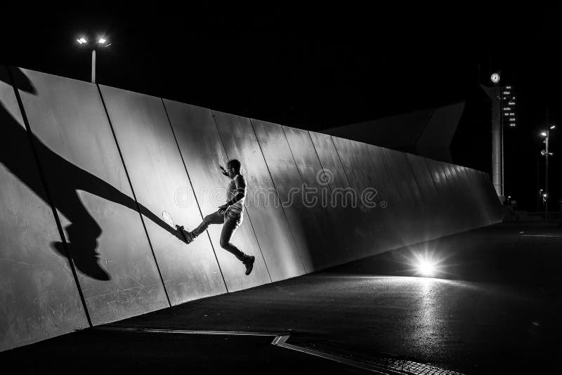 Shadow of a man jumping stock photo. Image of isolated - 32216612