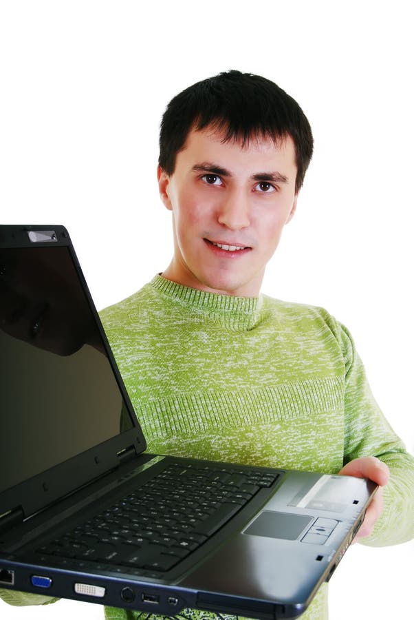 Young man with a laptop. stock image. Image of calm, laptop - 12715027