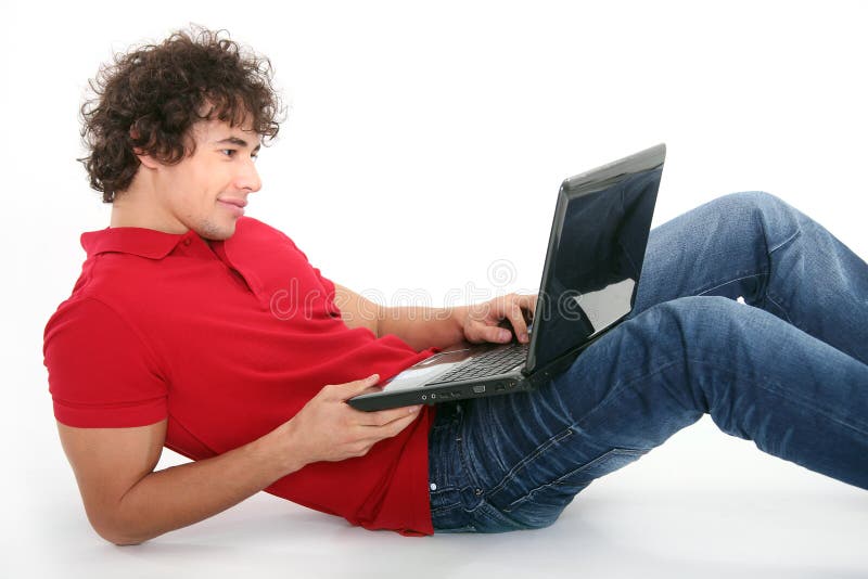 Young man with laptop stock image. Image of indoor, laptop - 24121851
