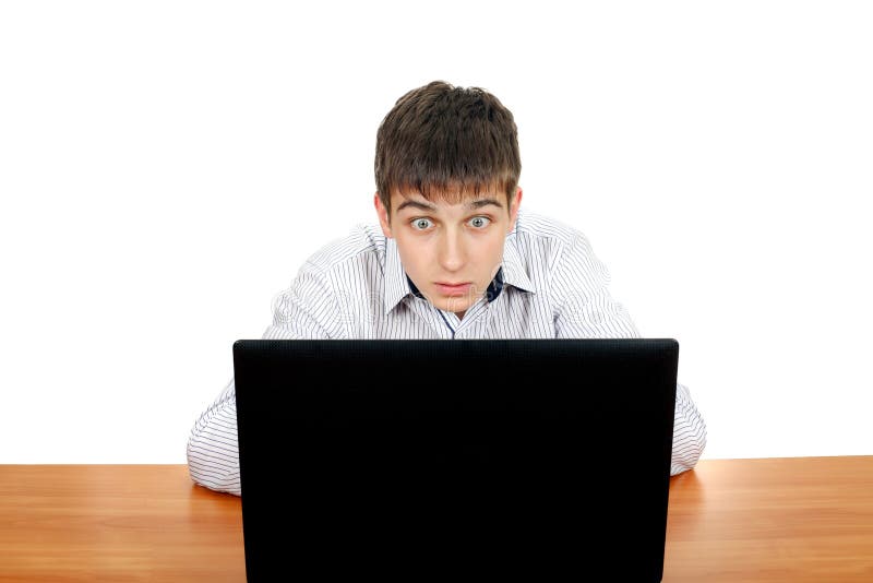 Shocked computer nerd stock image. Image of play, internet - 38675549