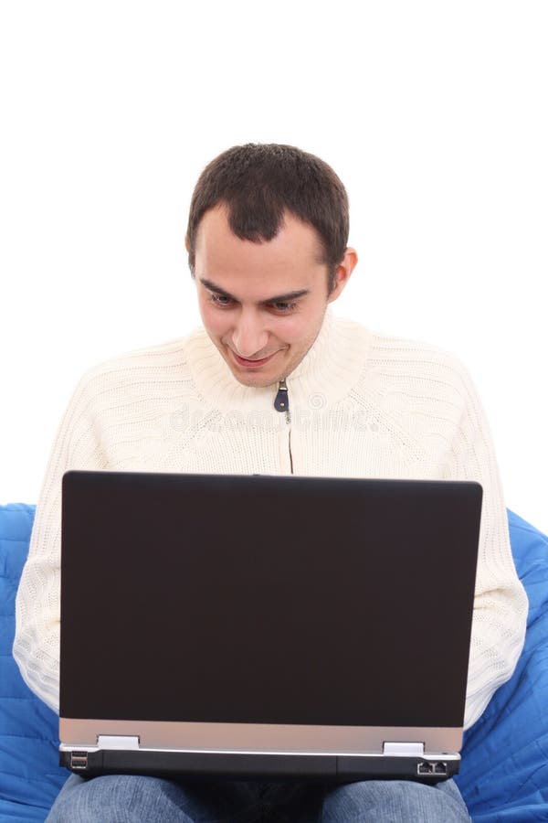 Man using laptop stock image. Image of laptop, looking - 1481339
