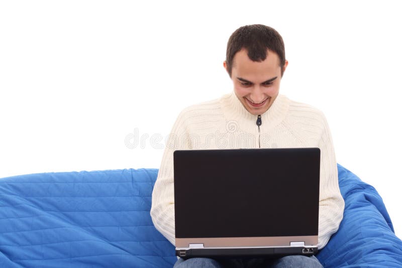 Young man with laptop stock image. Image of laptop, portrait - 3736035